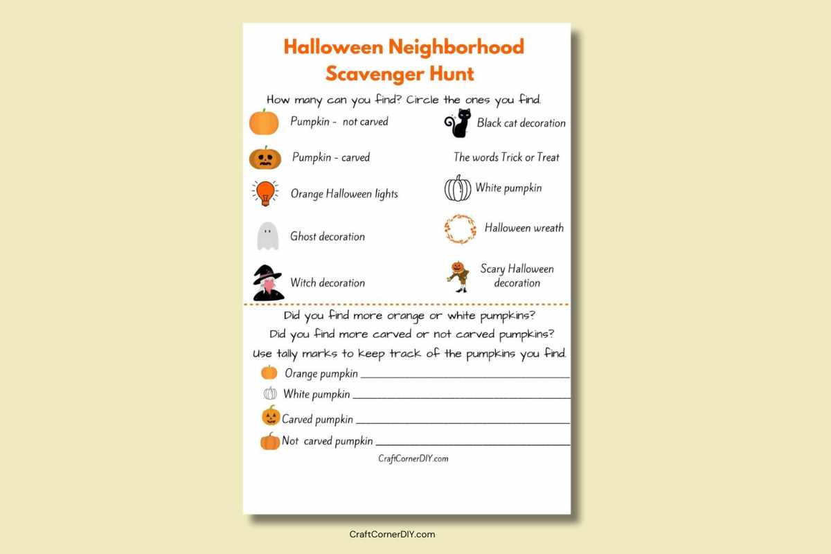 Halloween Neighborhood Scavenger Hunt | Craft Corner DIY