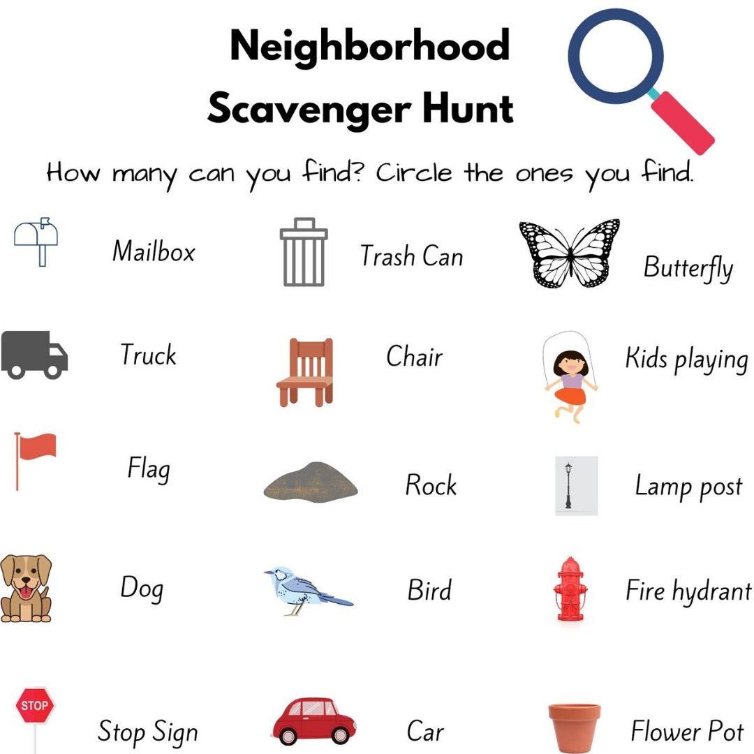 Neighborhood Scavenger Hunt Includes Free Printable