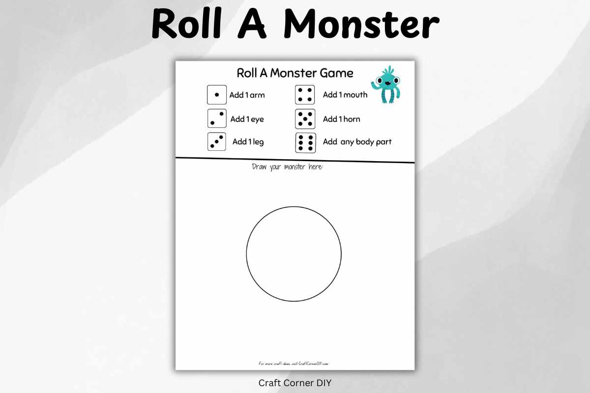 Roll A Monster Game - Free Printable | Craft Corner DIY