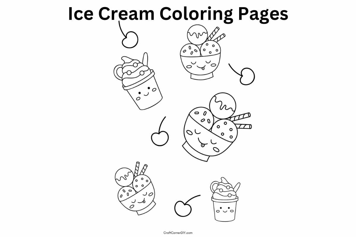 Ice Cream Coloring Pages for Kids: Free Printable | Craft Corner DIY