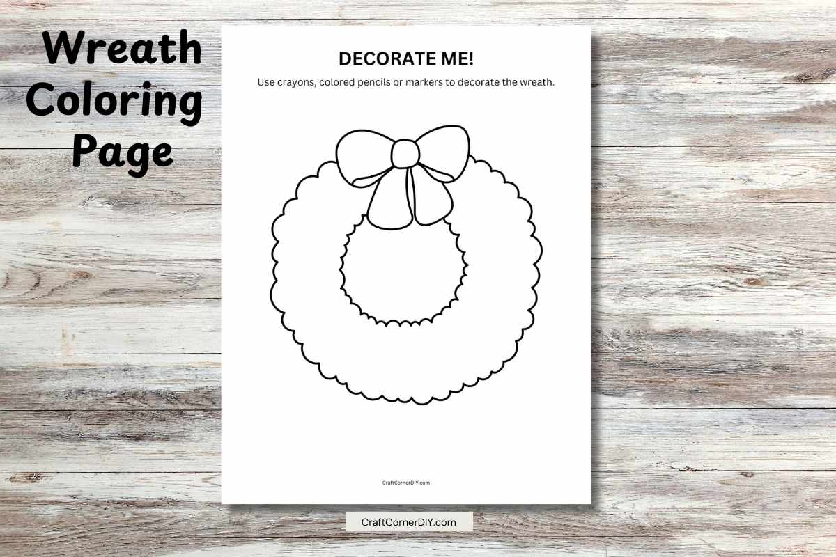 Wreath Coloring Page: Free Printable | Craft Corner DIY