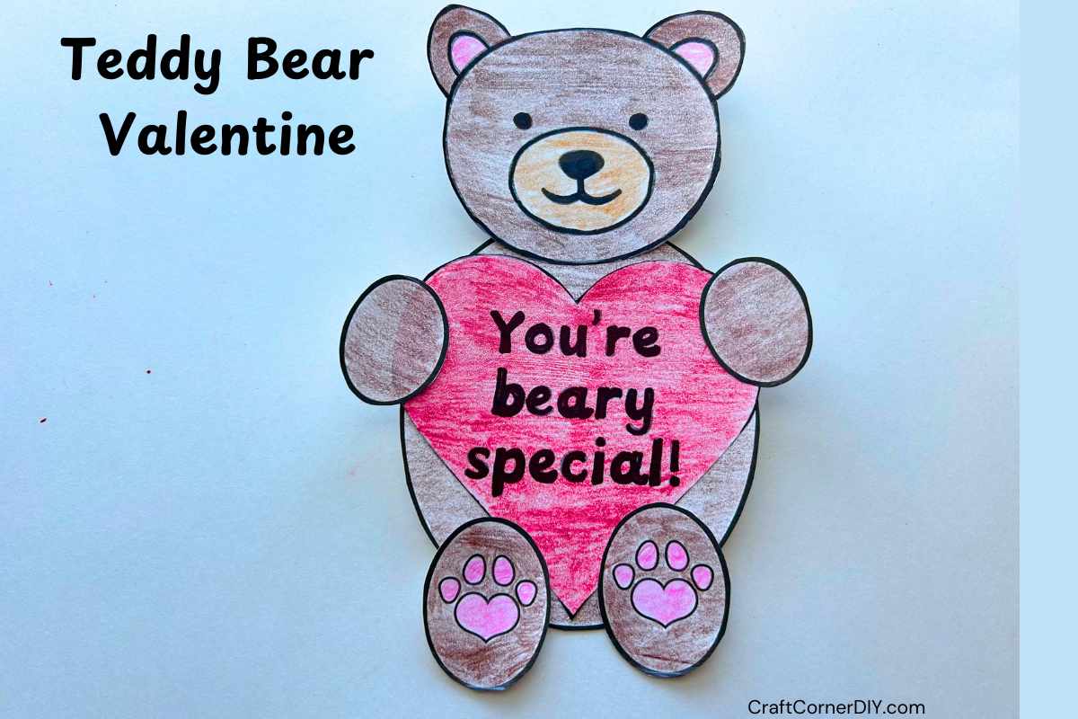 Teddy Bear Valentine Craft: Free Printable | Craft Corner DIY
