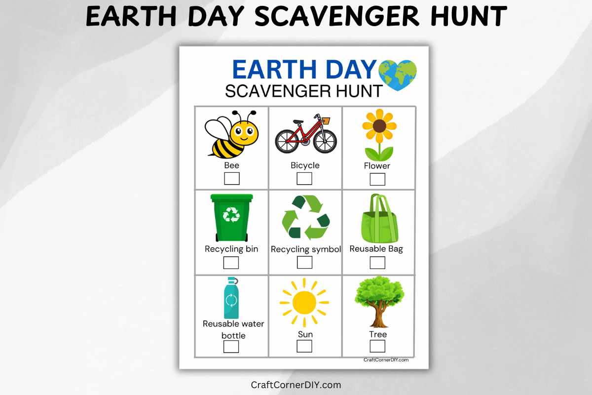 Earth Day Scavenger Hunt for Kids | Craft Corner DIY