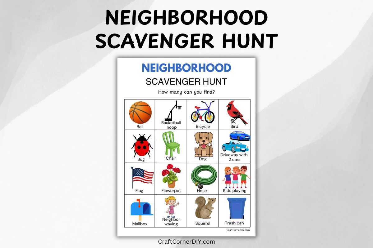 Neighborhood Scavenger Hunt for Kids | Craft Corner DIY