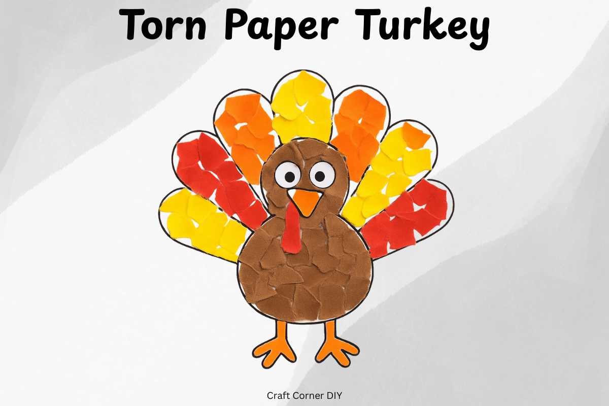 Easy Torn Paper Turkey Craft for Kids | Craft Corner DIY